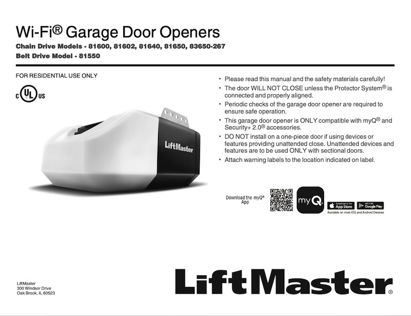 LiftMaster 83650-267 ½ HP AC Chain Drive Wi-Fi® Garage Door Opener with ...